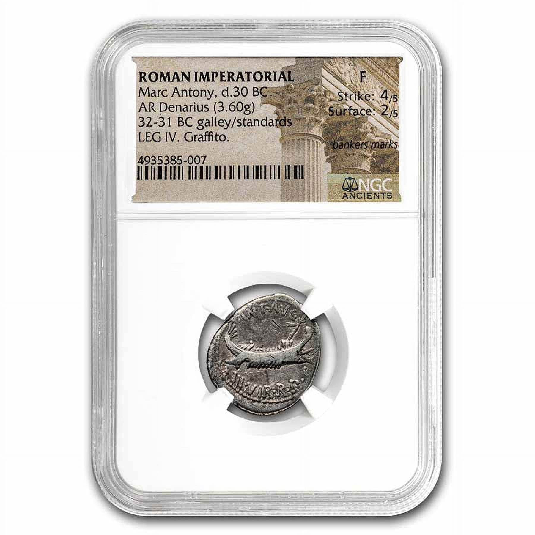 Roman Silver Denarius Marc Antony Legion IV (30 BC) Fine NGC - Walmart.com