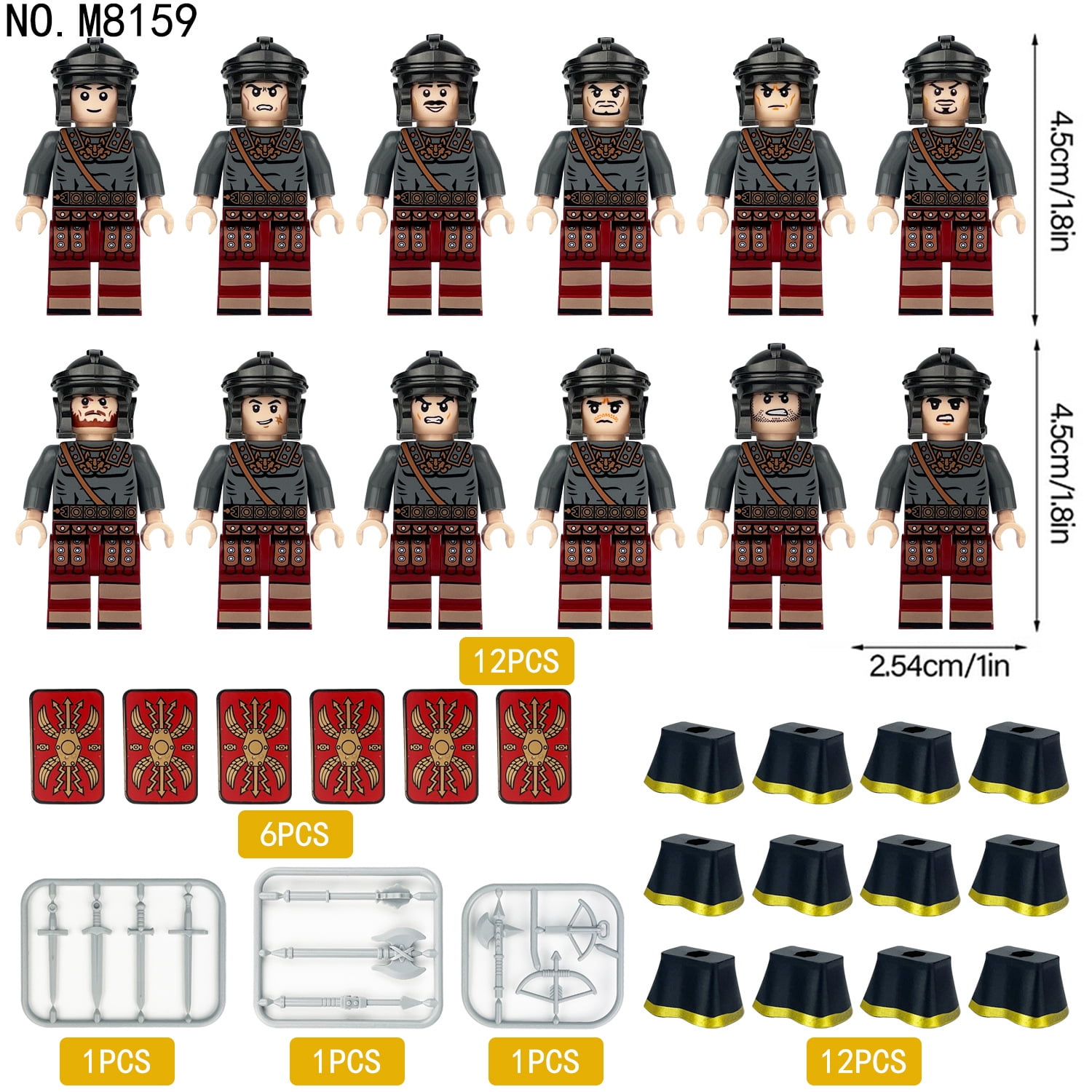 Roman Soldier Mini Figures Set of 12, Roman Soldier Action Figures ...