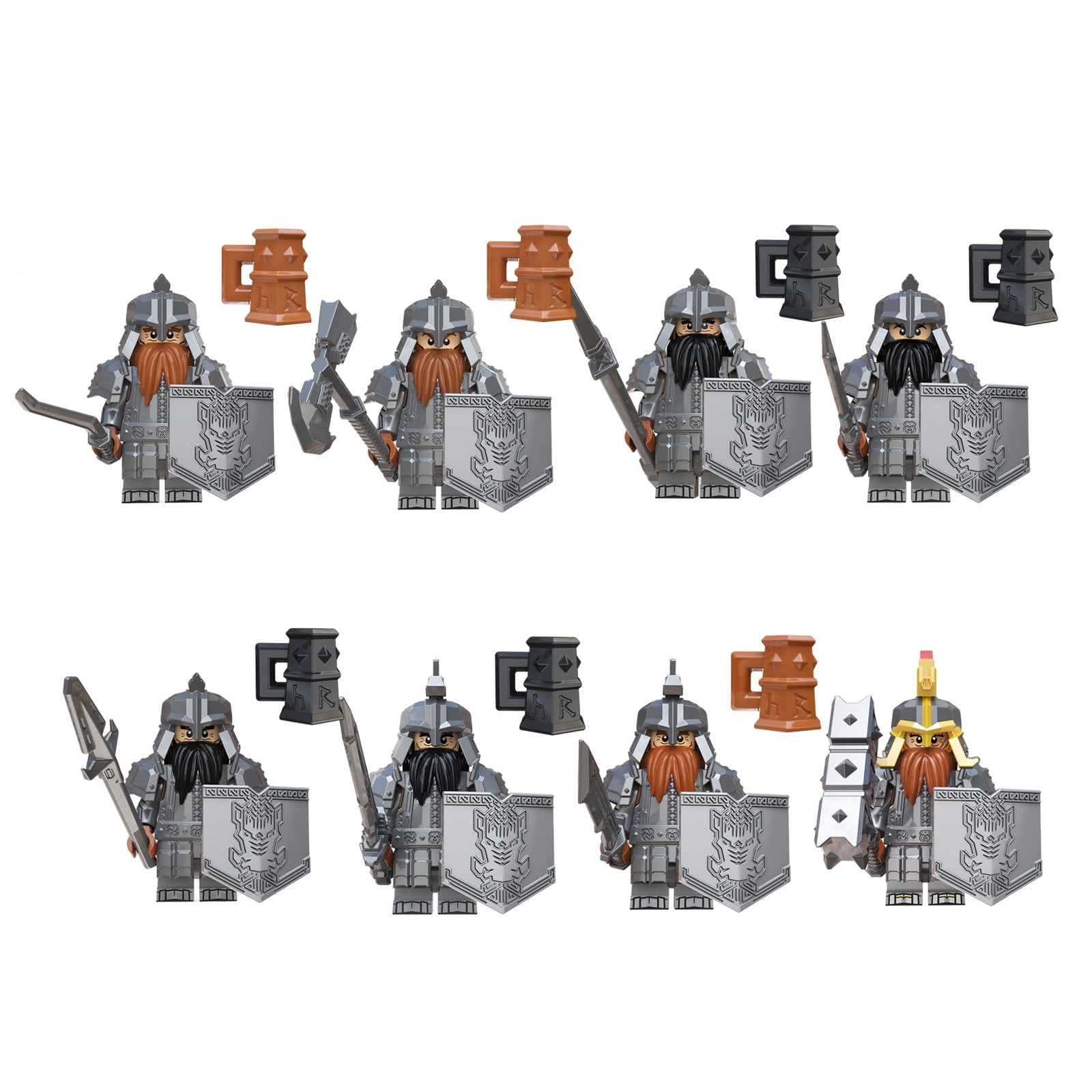 Roman Soldier Minifigures Set 8Pack Silver, Soldier Action Figure ...