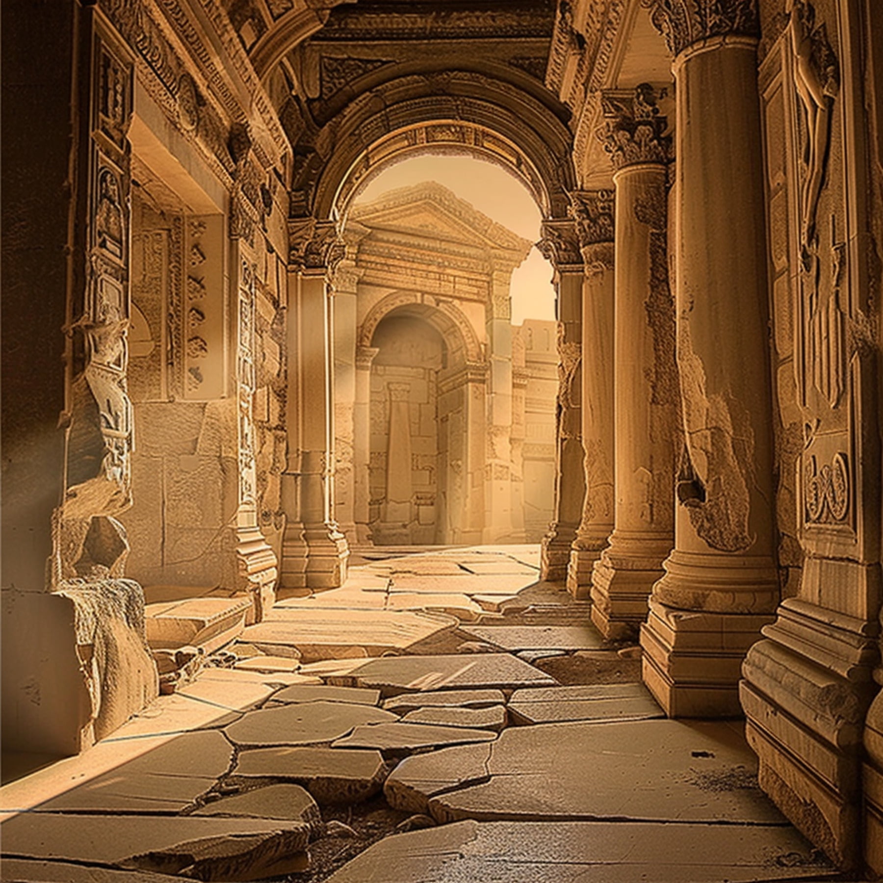 Roman Temple Corridor Sunlight Shower Curtain Ancient Architecture ...