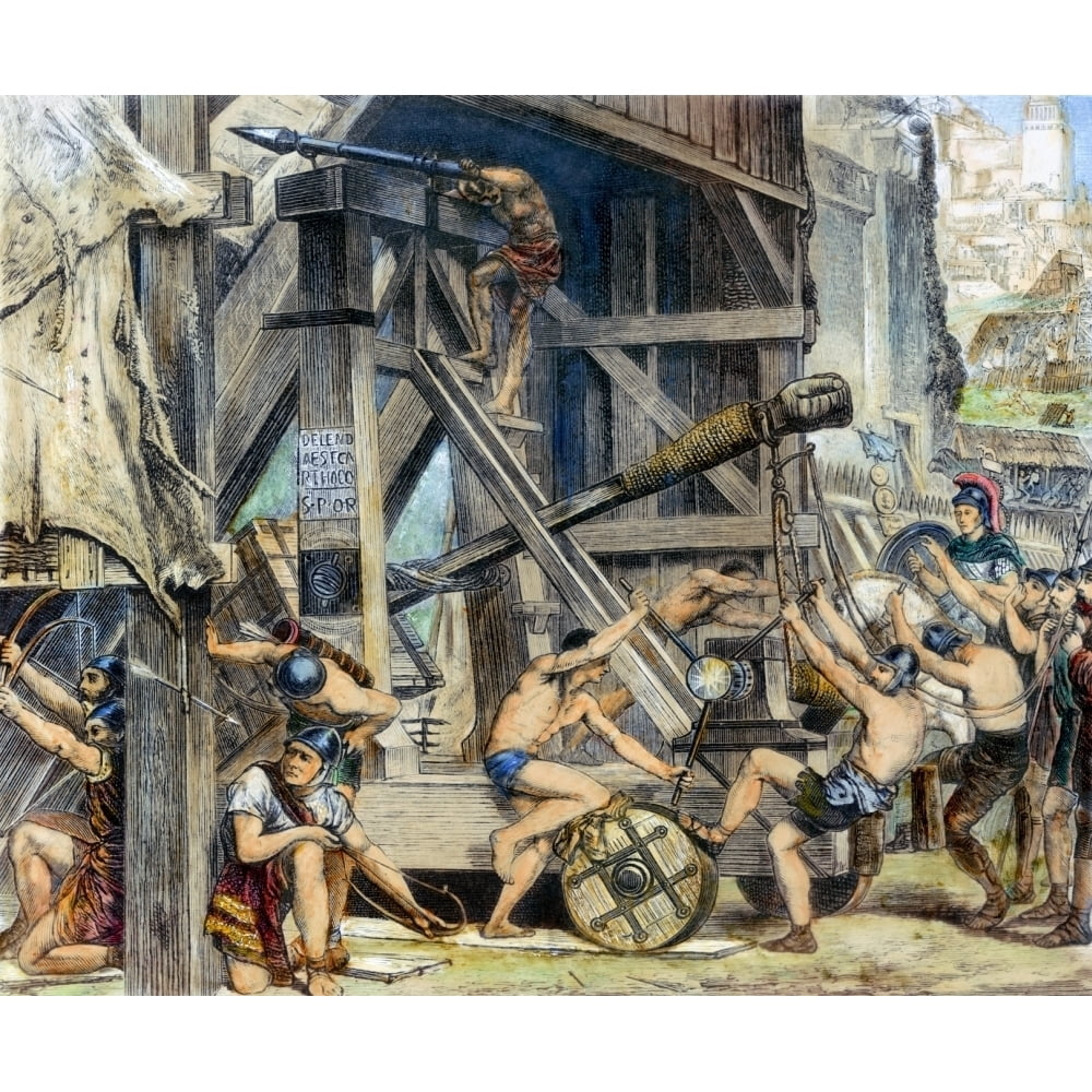 Roman Warfare. Nthe Catapult. 19Th Century Wood Engraving After A ...