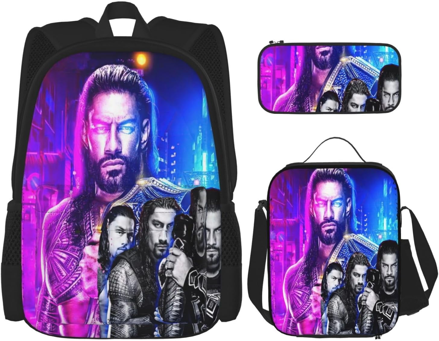 Roman Wrestler Reigns Backpack 3 Pieces Set With Lunch Box And Pencil ...