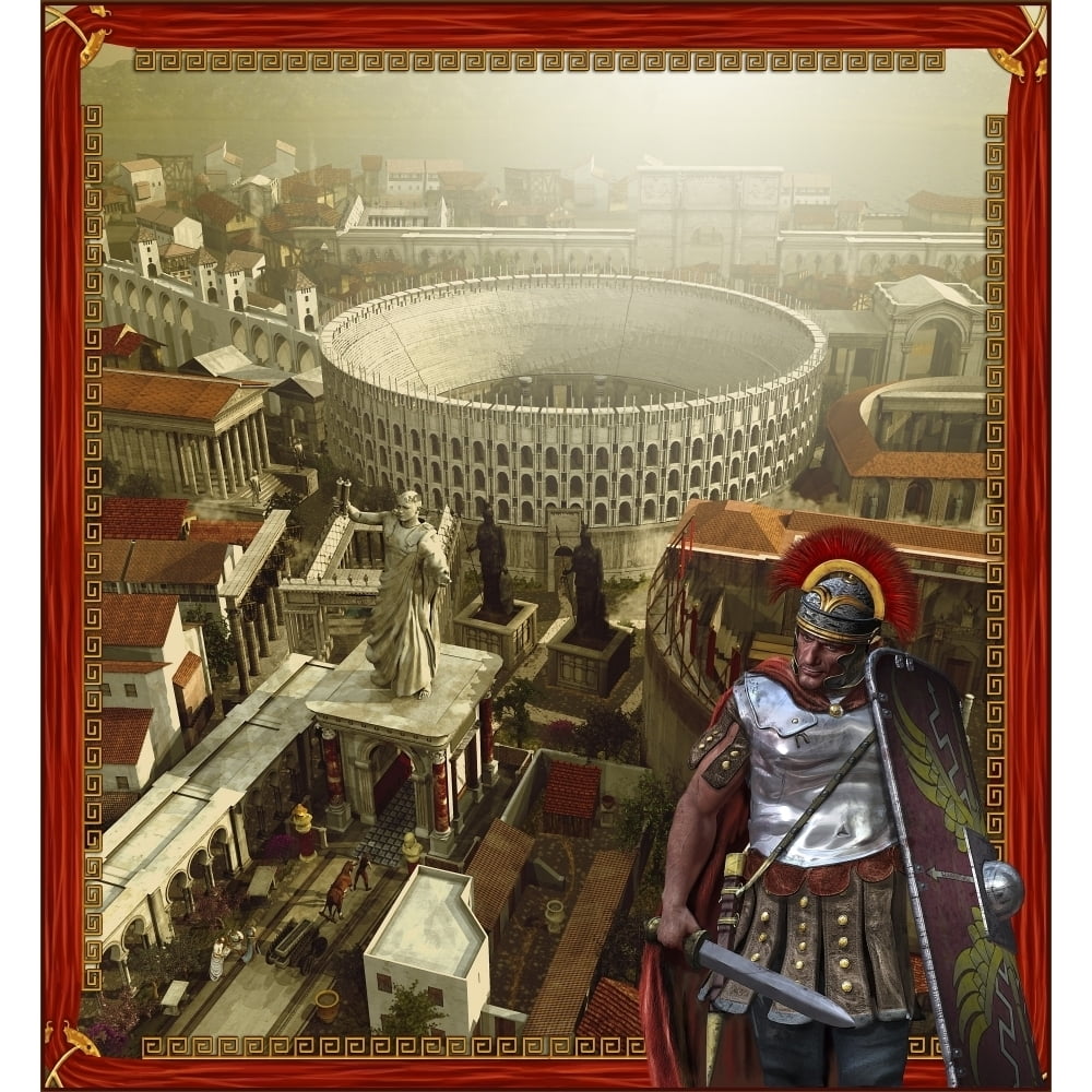 Roman legionnaire with a Roman city and coliseum Poster Print - Walmart.com