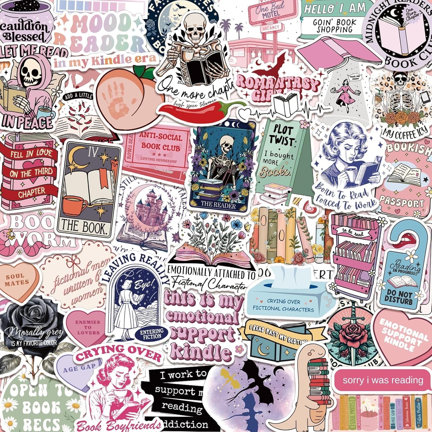 Romance Book Stickers for Kindle, Holographic Bookish Sticker Pack ...
