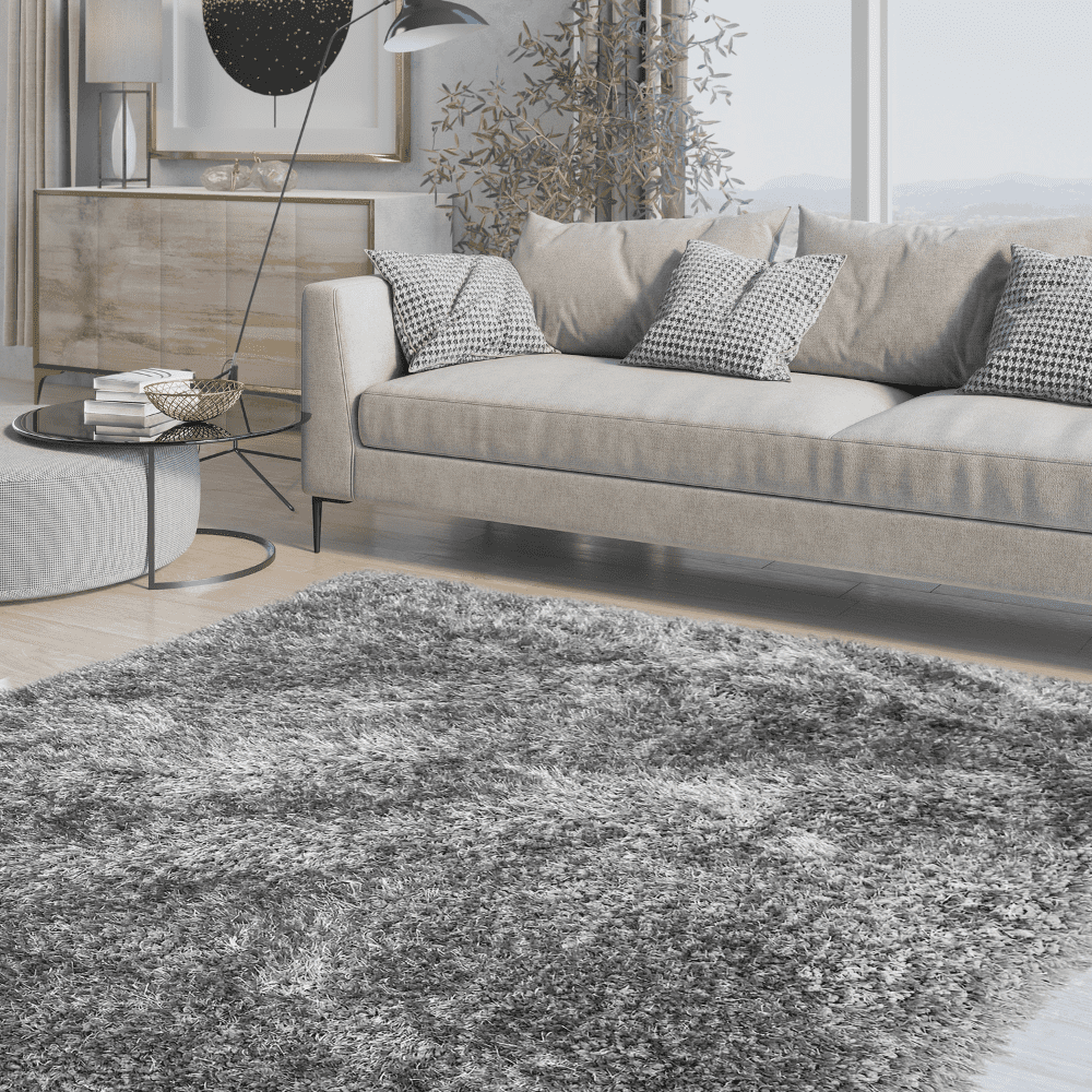 Romance Light Gray 4x5 ft Solid Shag Area Rug - Walmart.com