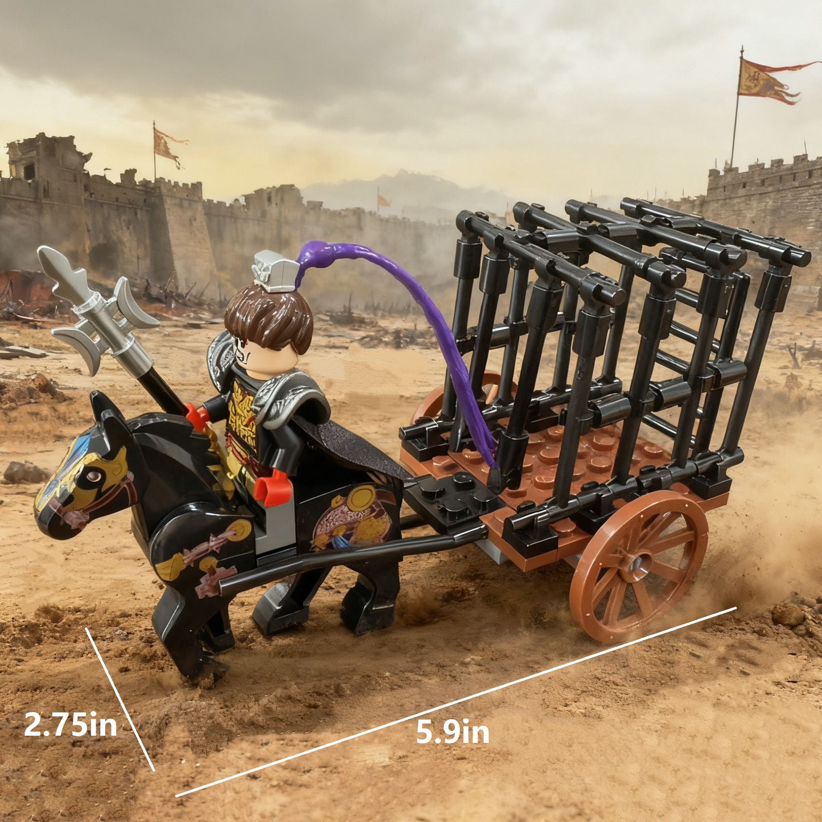 The Romance of the Three Kingdoms set includes a minifigure and a black ...