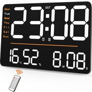 "LFF Atomic Clock - 15"" Wall Clock with Indoor/Outdoor Temp & Humidity, Large Numbers, Date ...