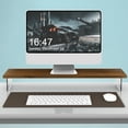 Romanda 24" Walnut Computer Monitor Stand for Desk, Adjustable Monitor ...
