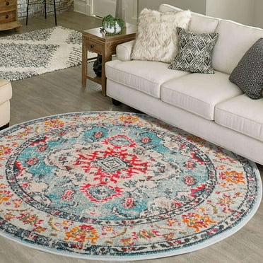 SIXHOME Boho Round Rugs for Living Room Washable Rugs 5Ft Circle Soft ...