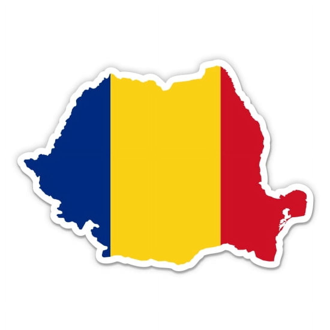 Romania Flag Romanian Country Shape - 5" Vinyl Sticker - For Car Laptop ...