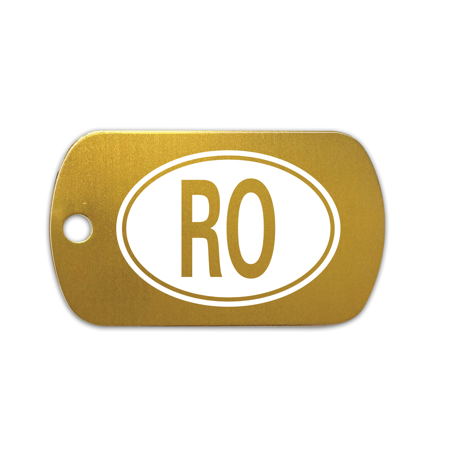 Romania Oval GI Dog Tag Aluminum Keychain country code ro - Gold ...
