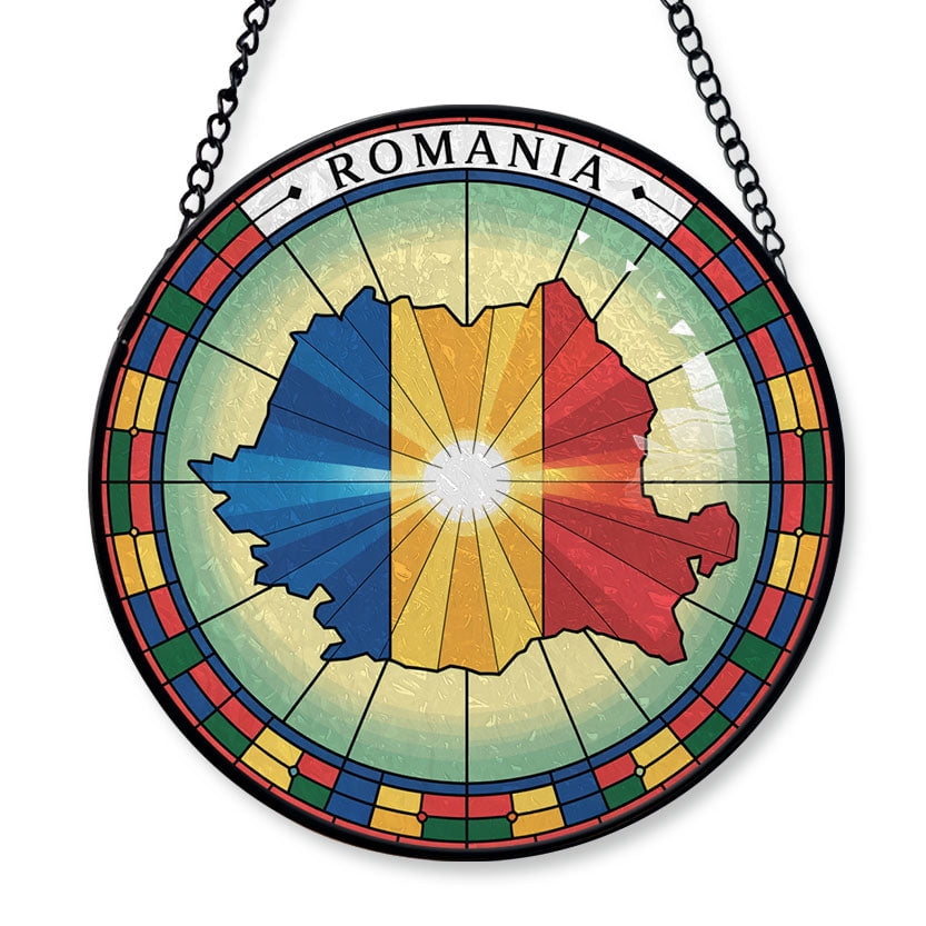 Romania Travel Decor Suncatcher Stained Glass Window Hanging, Gift for ...
