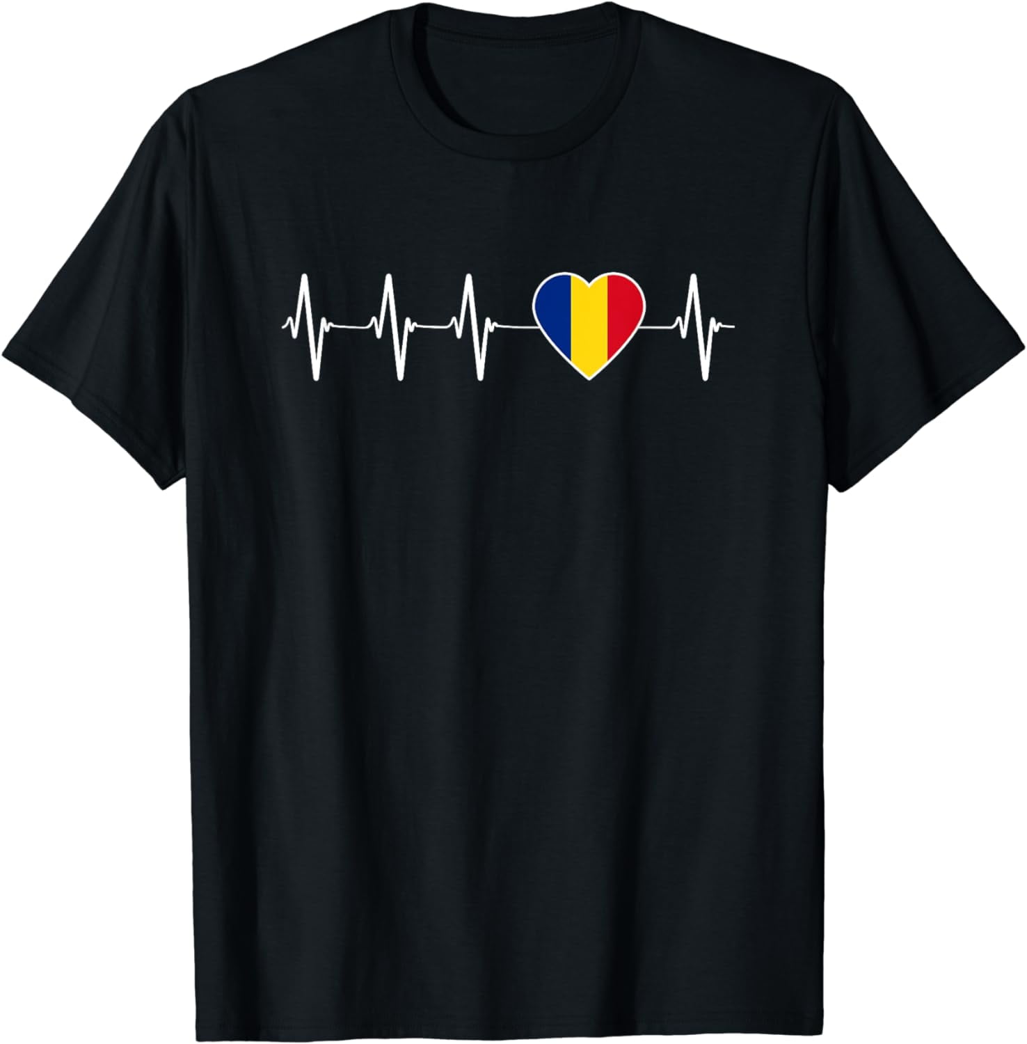 Romanian Heartbeat I Love Romania Heart Flag Family History T-Shirt ...