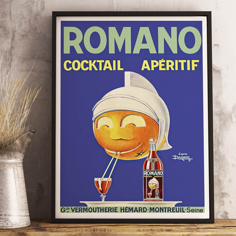 Romano Cocktail Aperitif Vintage Poster Retro Poster - Bar Decor - Cafe ...