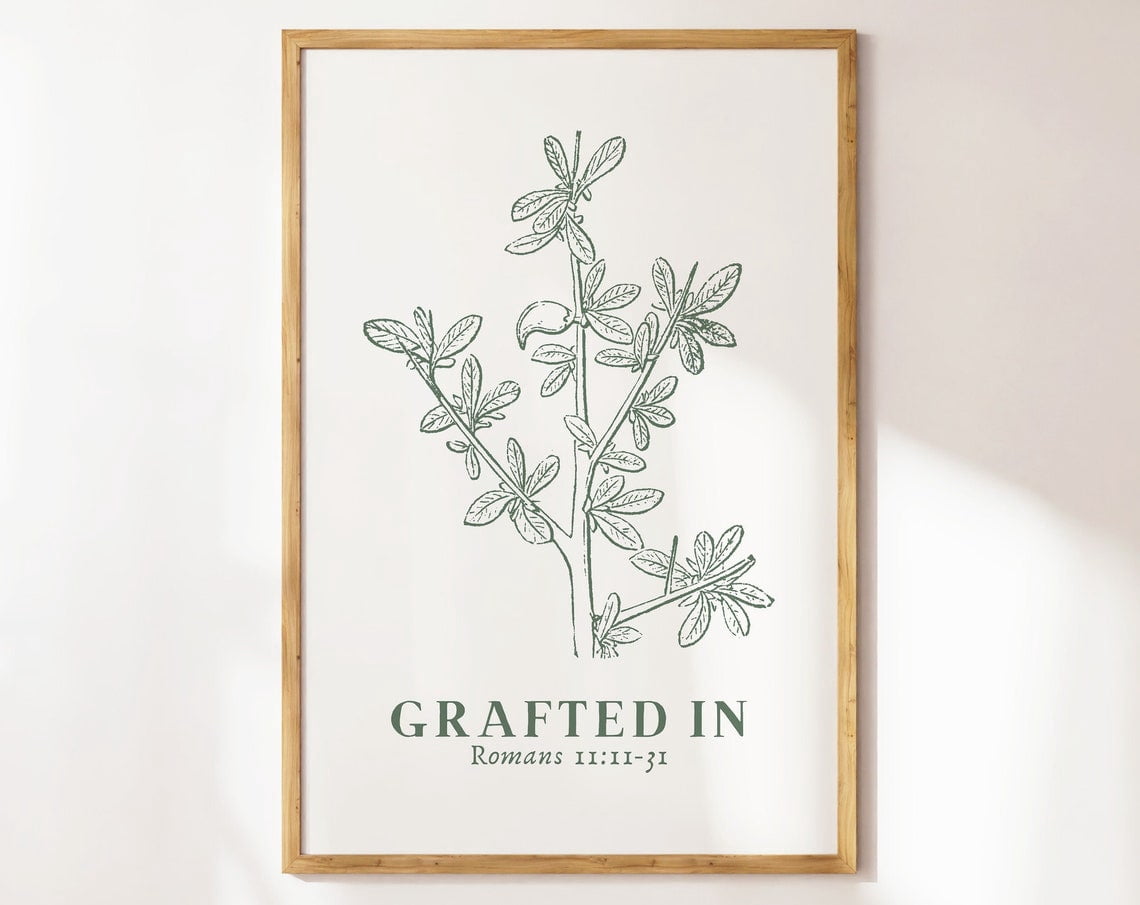 Romans 11 Grafted In Vintage Christian Wall Art Vintage Green Trendy ...