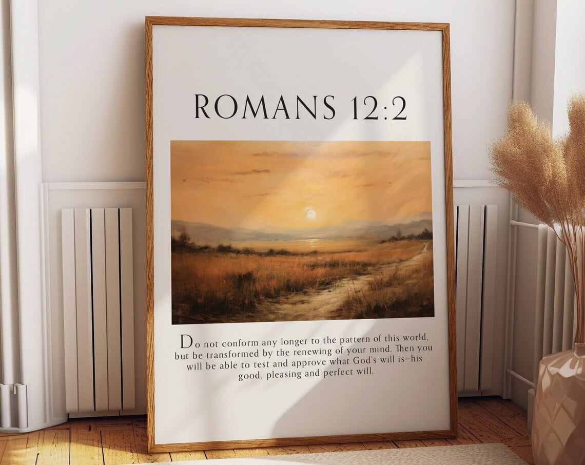 Romans 12:2 Bible Verse Poster, Christian Modern Print Wall Art, Daily ...