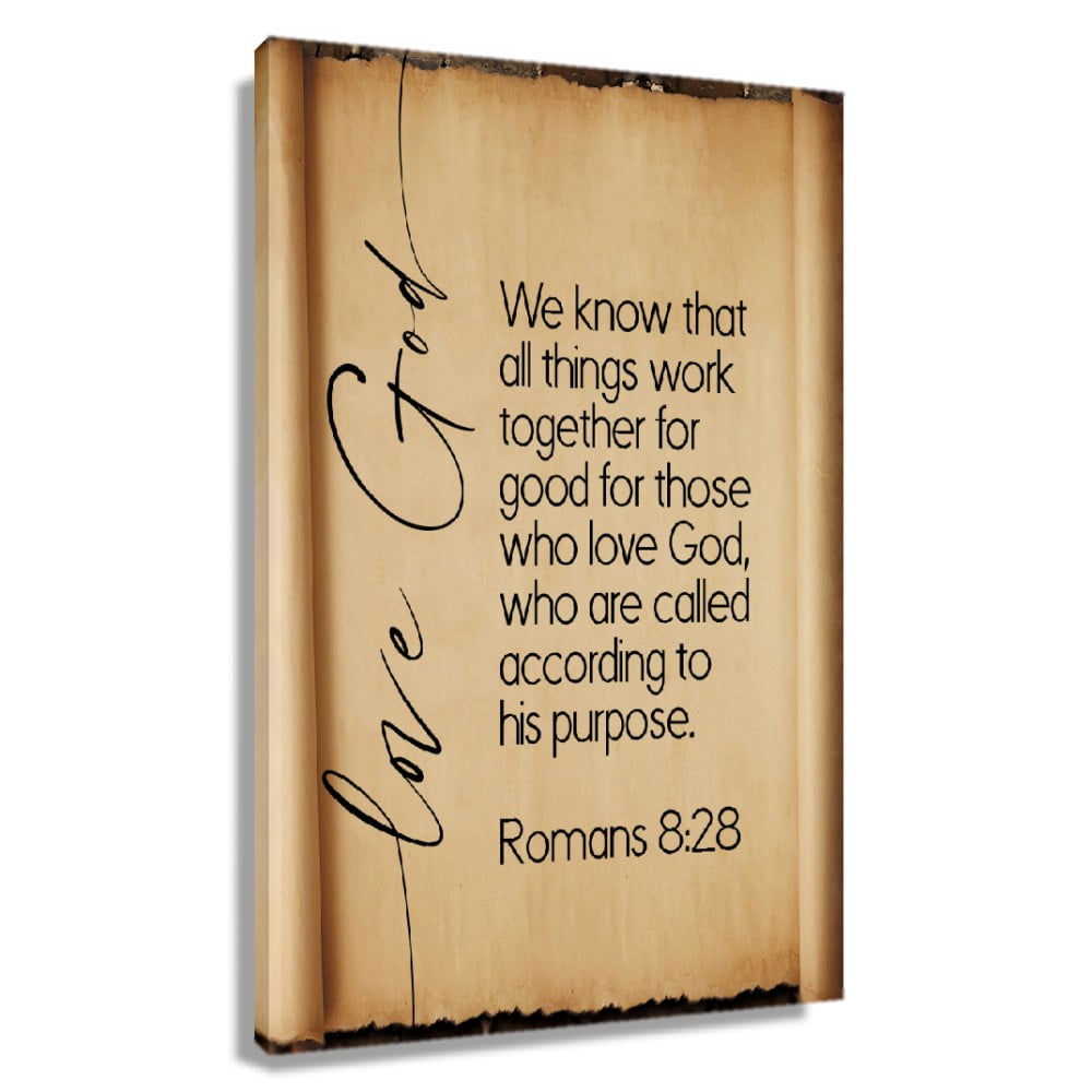 Romans 8 28 Bible Verse Wall Art Vintage Scripture Posters Poster ...
