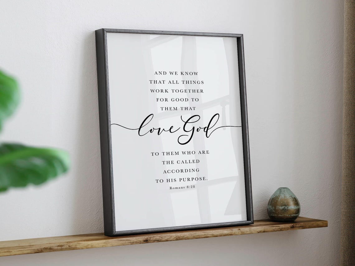 Romans 8:28 Kjv Bible Verse Wall Art, Scripture Print Gift, Christian ...