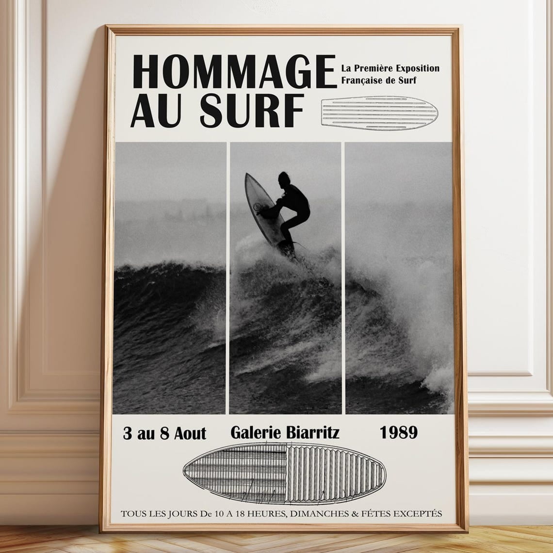 Ride The Waves: Biarritz Surfing Exhibition Poster - Surfing Print ...