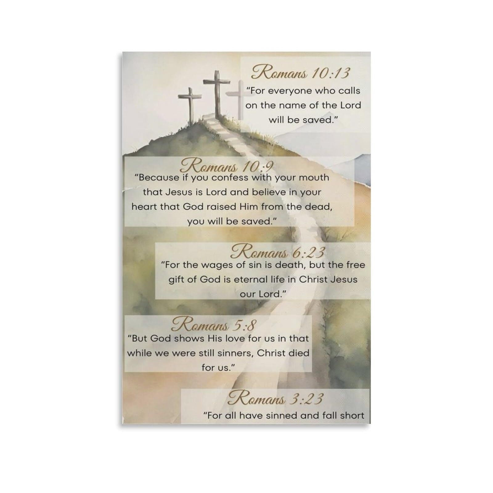 Romans Road to Salvation Bible Verses Art Poster (4) Canvas Art Poster ...