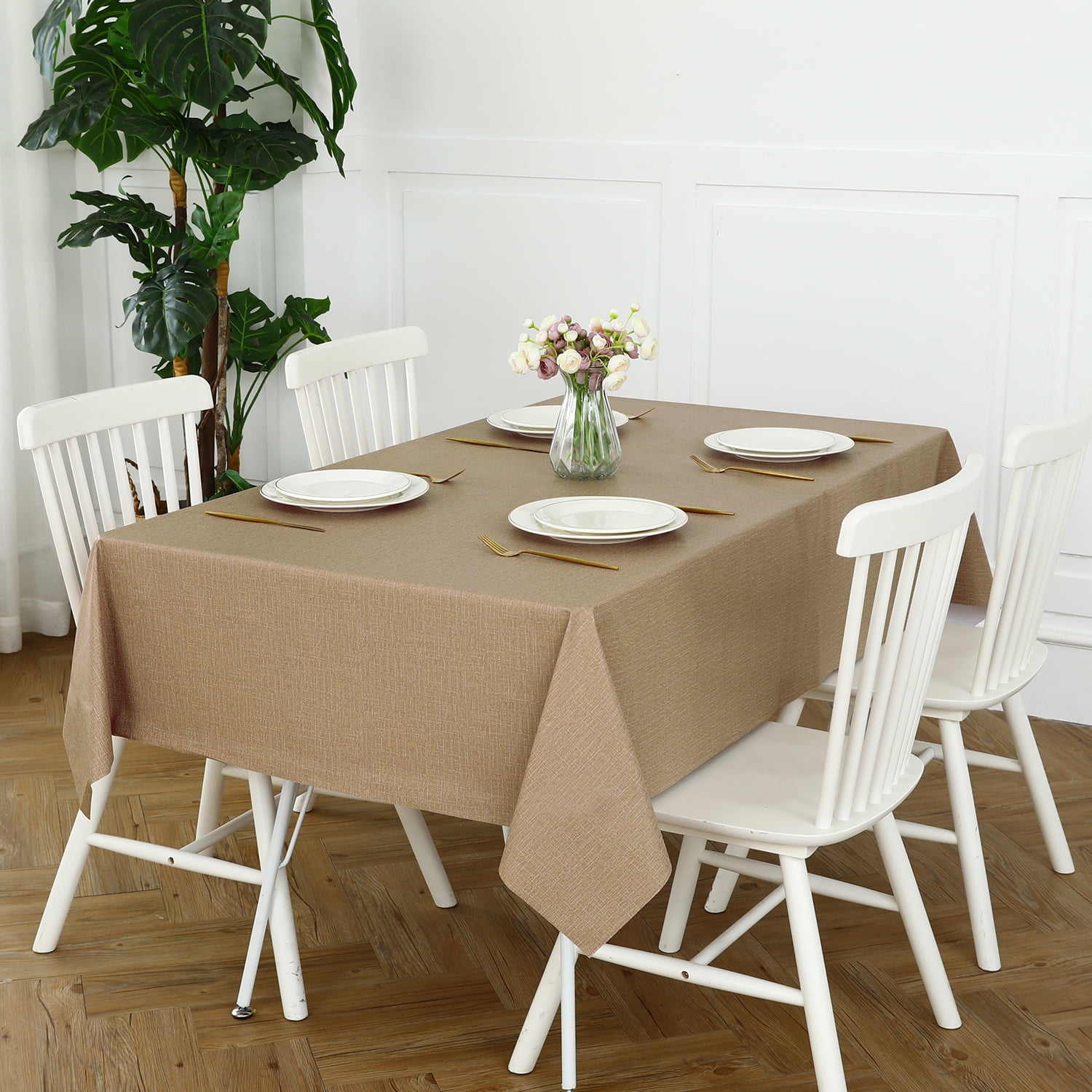 Romanstile 100% Waterproof Linen Tablecloth 54x78 inch,Rectangle Table ...