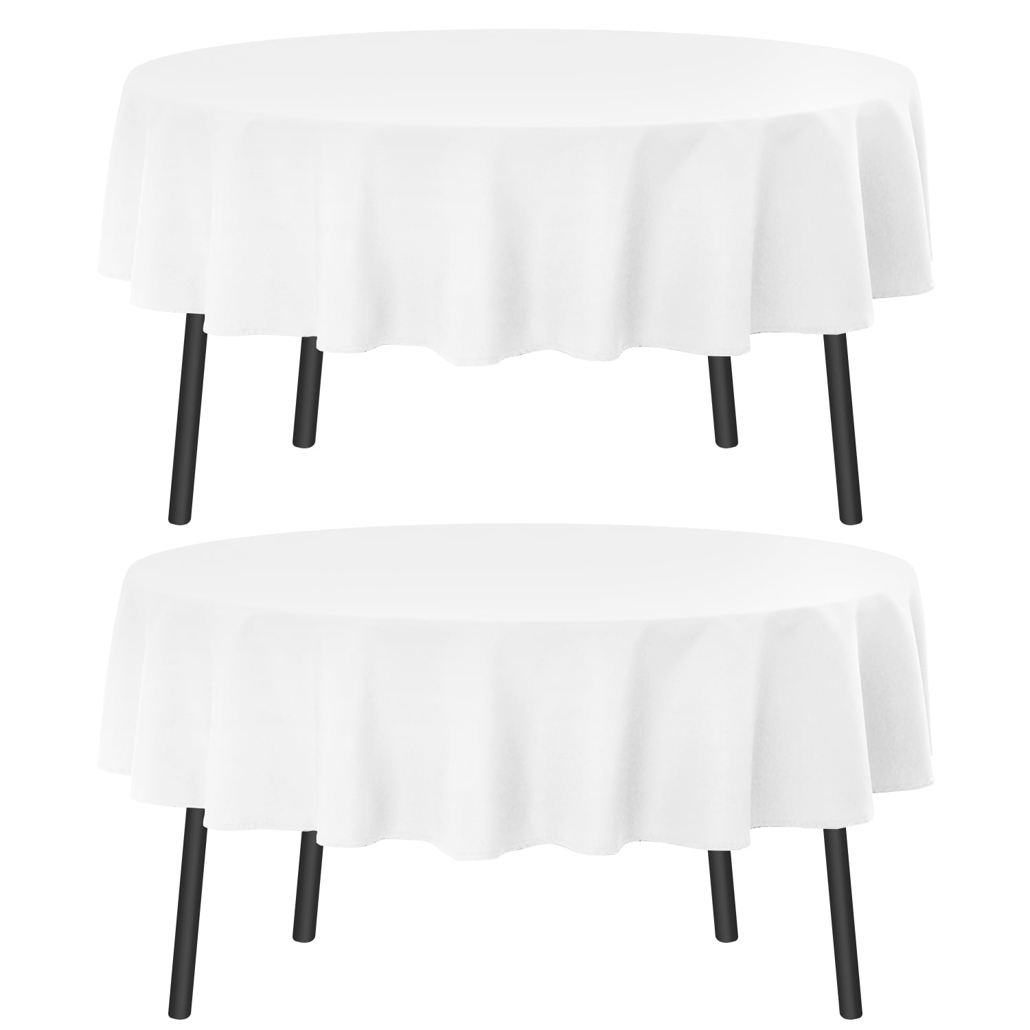 Romanstile 2pack Round Tablecloth 60inch White Polyester Table Cloths ...