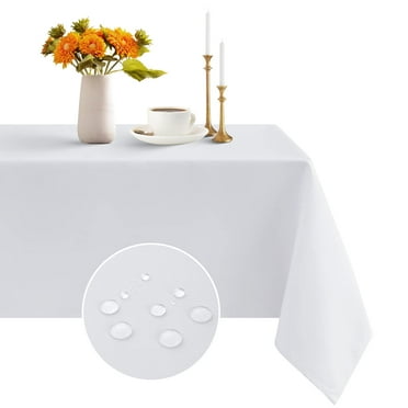 FOLINS&HOME White Round 60 inch Tablecloth - Waterproof & Wrinkle Free ...