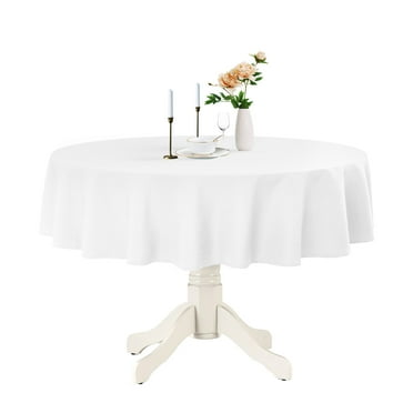 FOLINS&HOME White Round 60 inch Tablecloth - Waterproof & Wrinkle Free ...