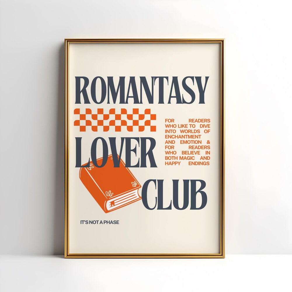 Romantasy Lovers Club Bookish Print, Fantasy Romance Book Lover Gift ...