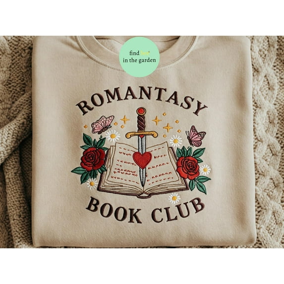 Romantasy Readers Book Club Embroidered Sweatshirt, Bookish Merch ...