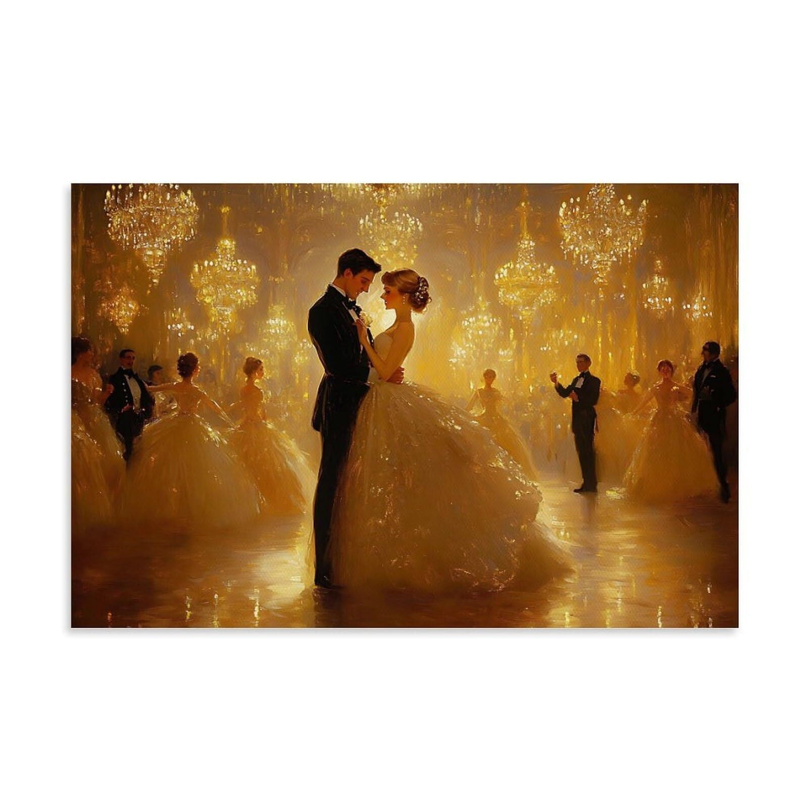 Romantic Ballroom Dance Poster Elegant Waltz Painting Vintage Grand ...