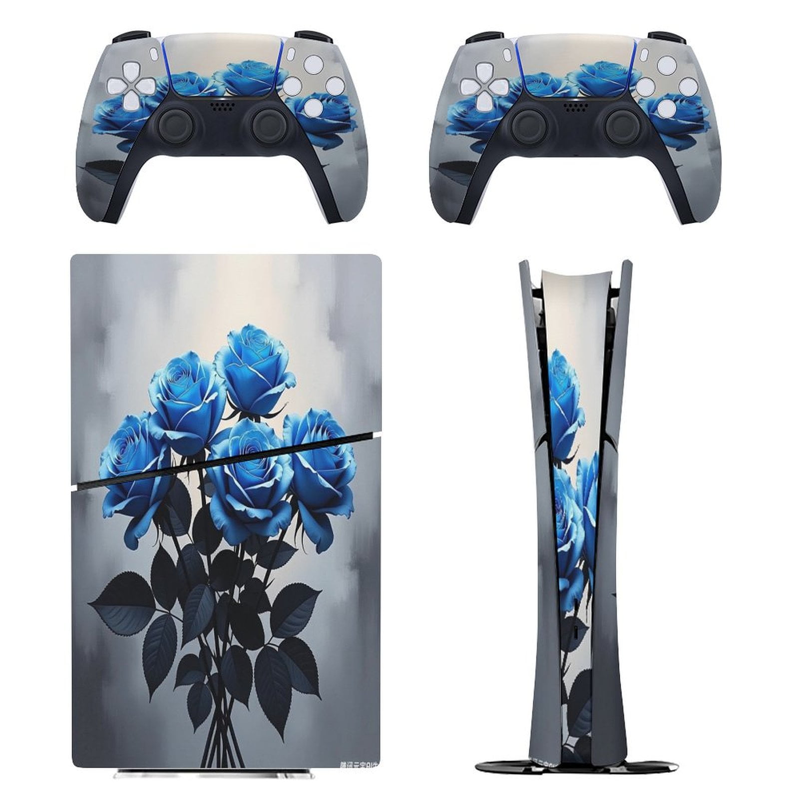 Romantic Blue Rose Butterfly White And Grey PS5/PS5 Slim Digital Disc ...