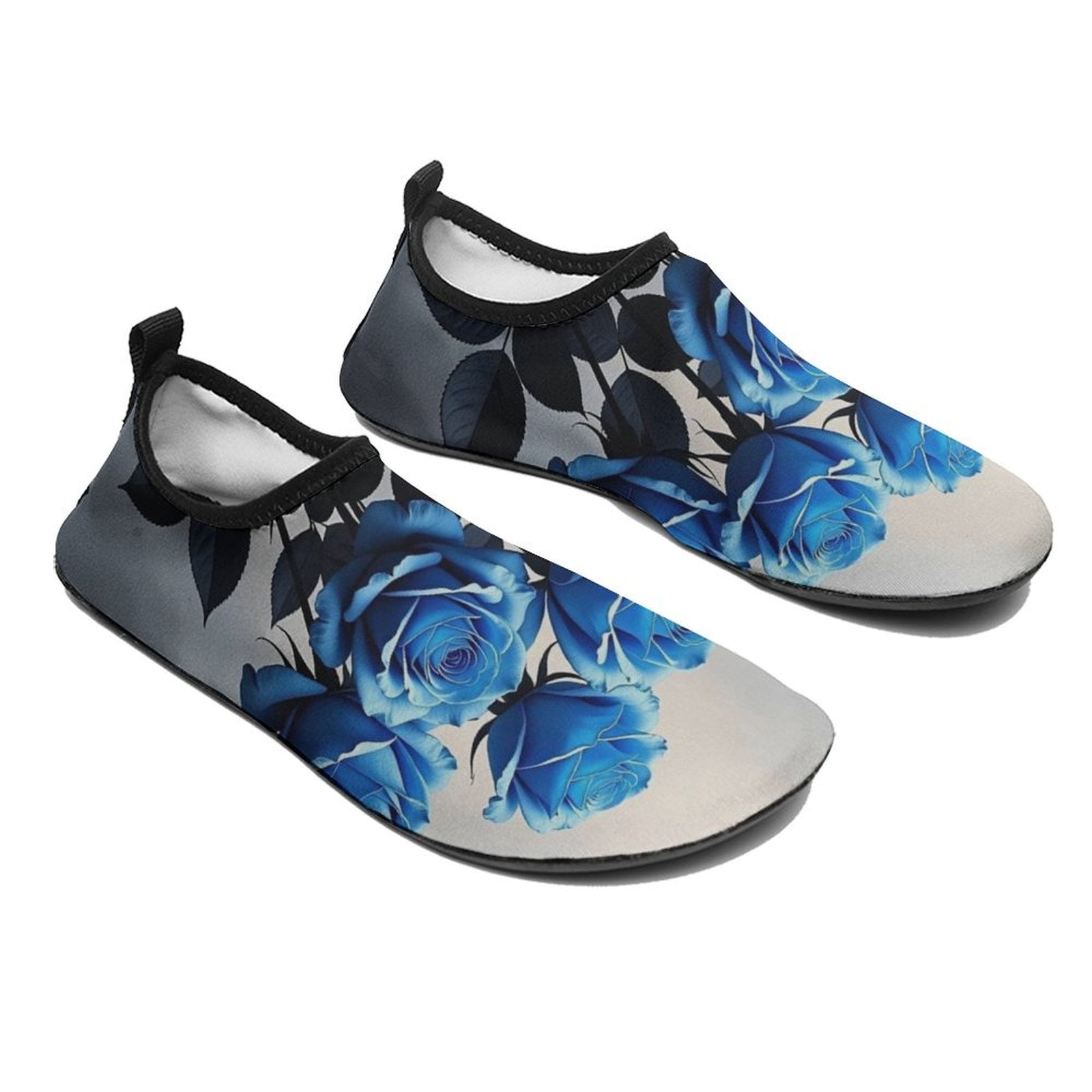 Romantic Blue Rose Butterfly White And Grey Water Shoes Beach Slip-on ...