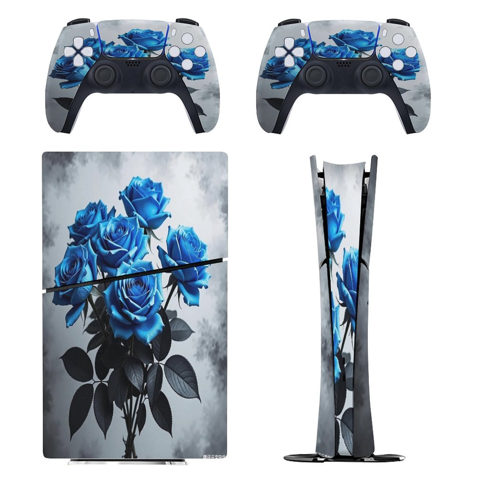 Romantic Blue Rose Grey PS5/PS5 Slim Digital Disc Skin Sticker For ...