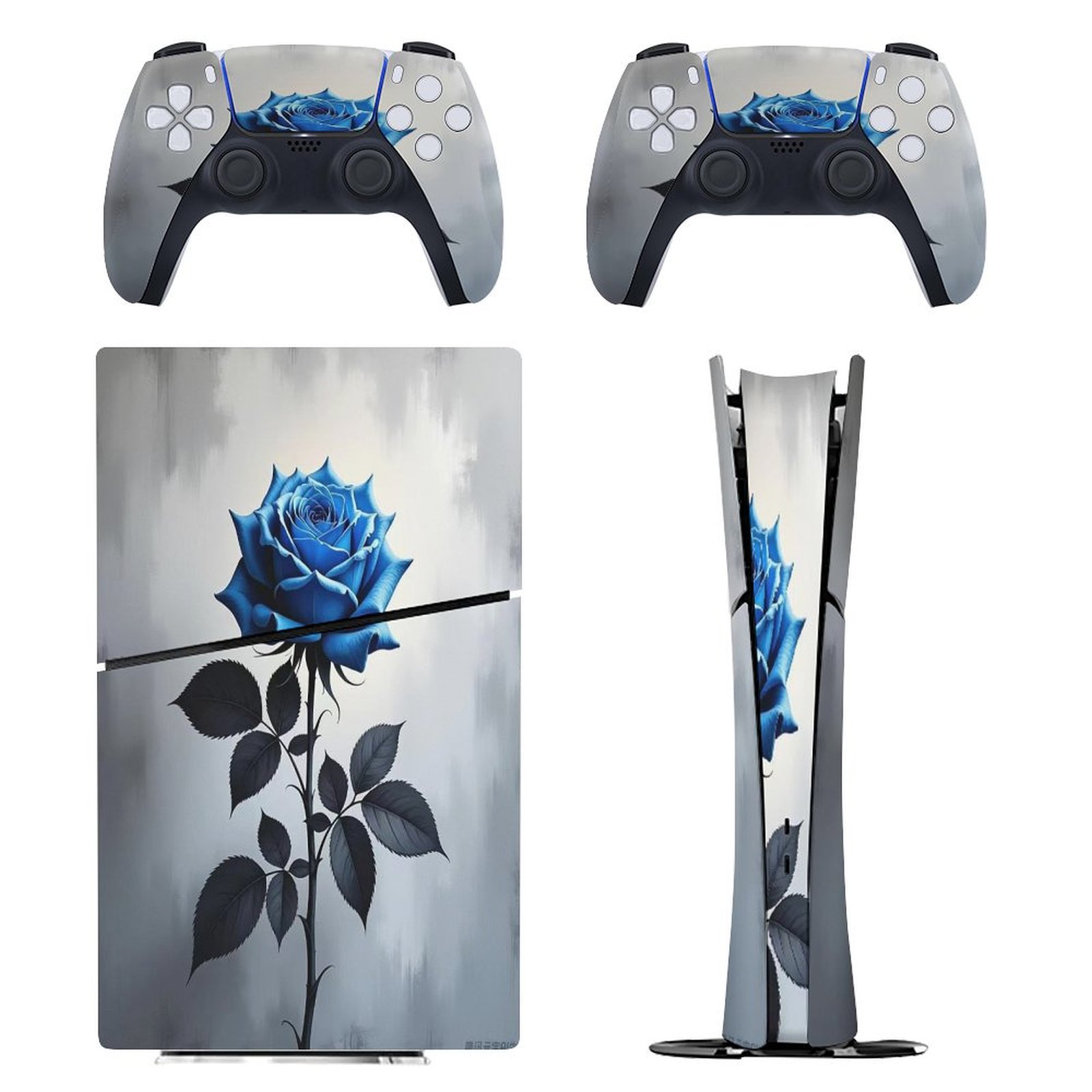 Romantic Blue Rose PS5/PS5 Slim Digital Disc Skin Sticker For Console ...