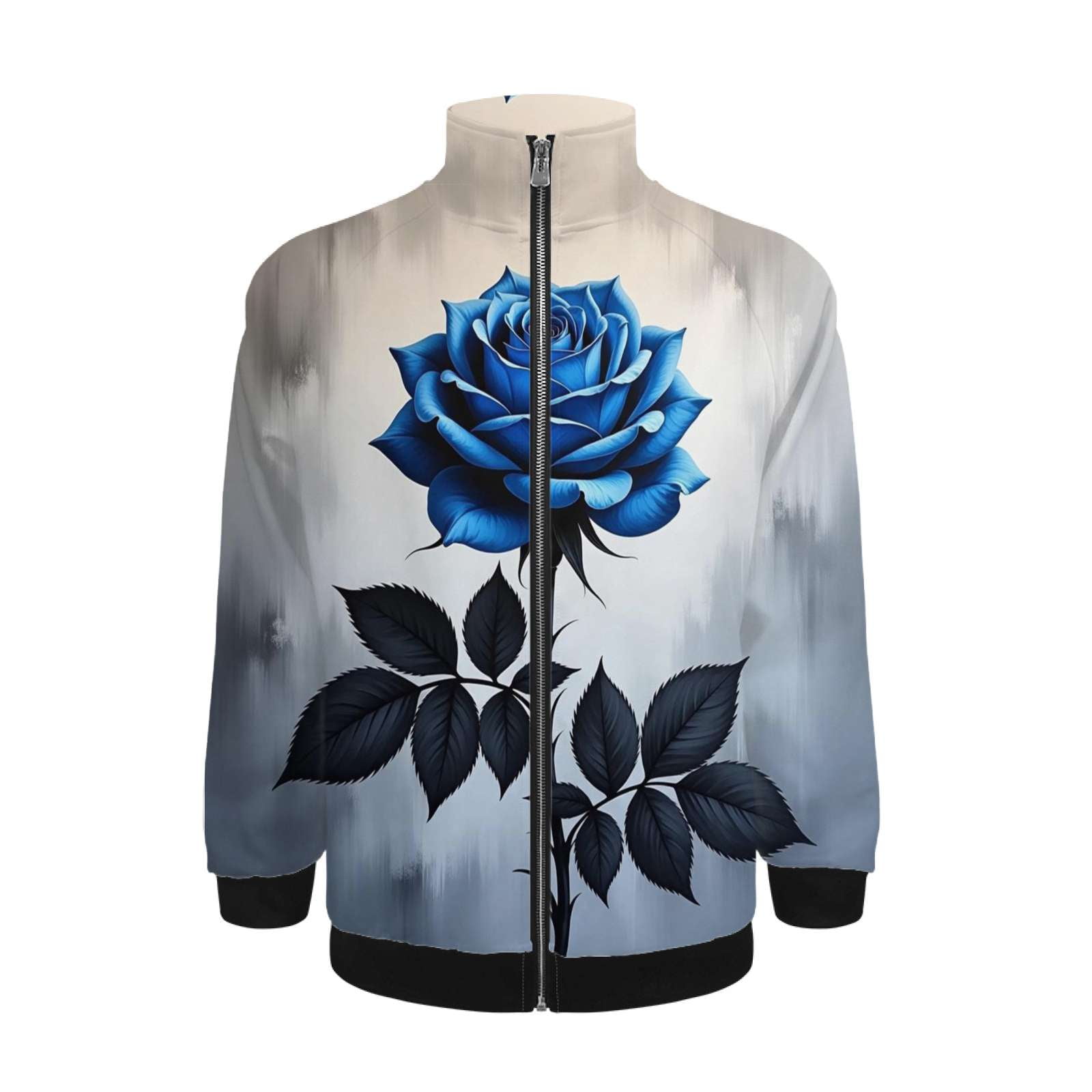 Romantic Blue Rose Print Jacket Men's Street Cool Long Sleeves Coat ...