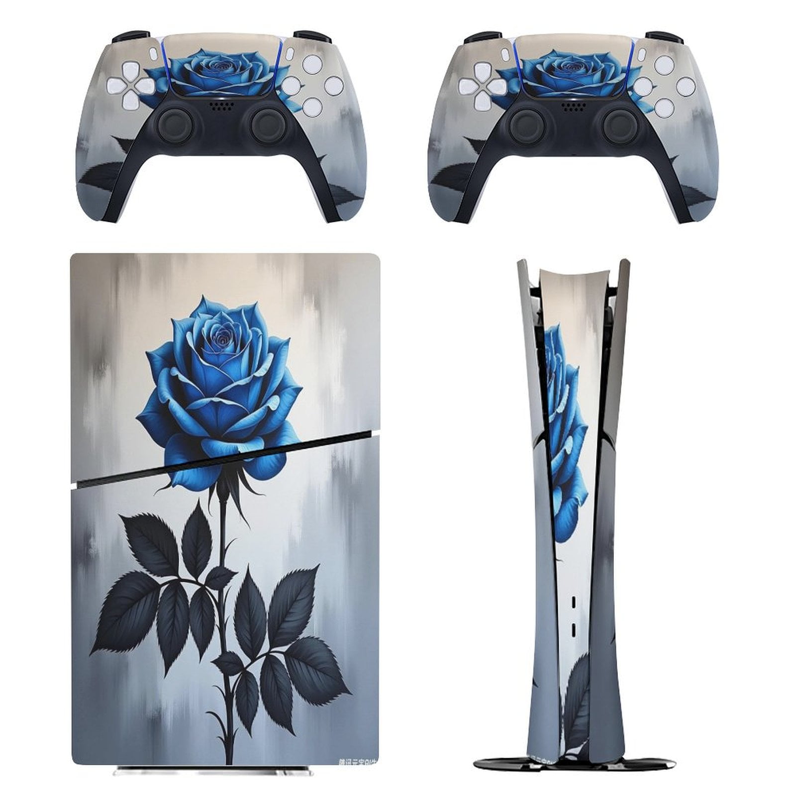 Romantic Blue Rose Print PS5/PS5 Slim Digital Disc Skin Sticker For ...