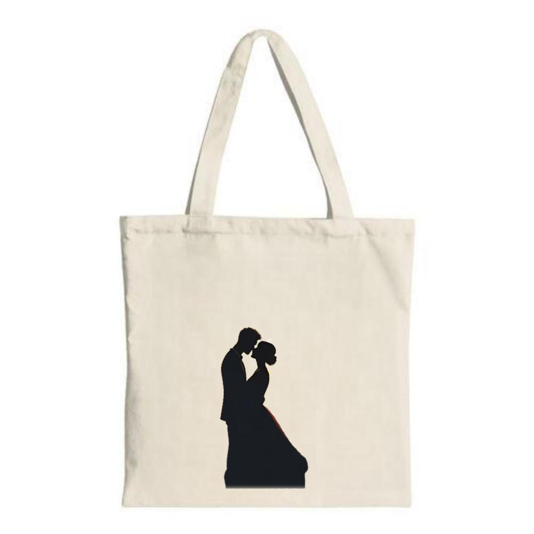 Romantic Canvas Tote Bag - Embracing Couple Design Perfect for Gifts ...