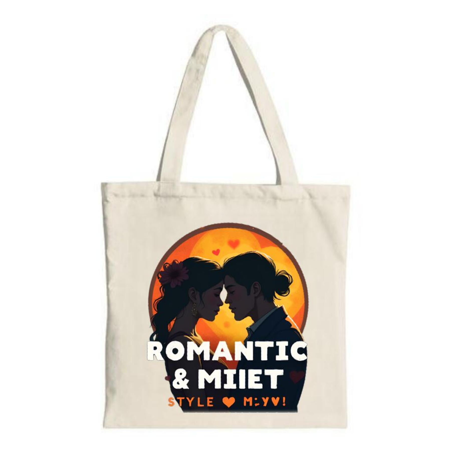 Romantic Canvas Tote Bag - Intimate Design with Warm Orange Circle ...