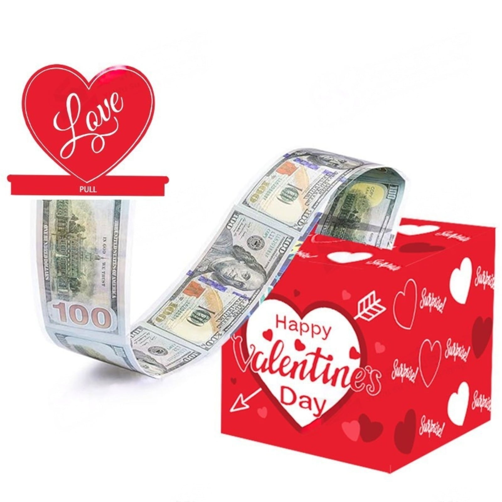 Romantic Cash Pull Box Gift, Pink Love Theme Money Surprise Box ...