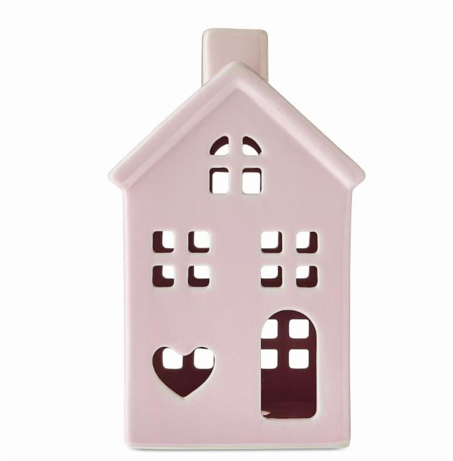 Romantic Ceramic House Valentine's Day Decor, 8" Soft Color Tabletop ...