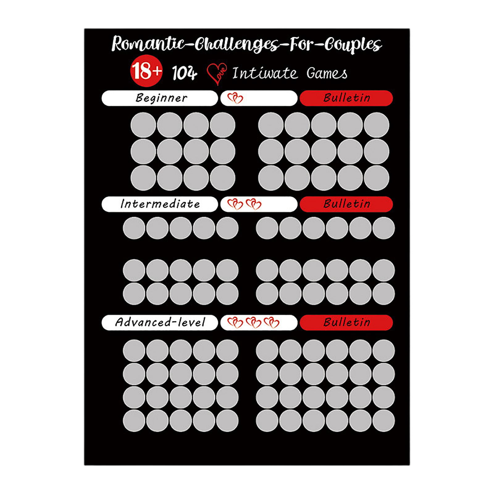Romantic Challenges For Couples Scratch Off Poster - 100 Intimate Game ...