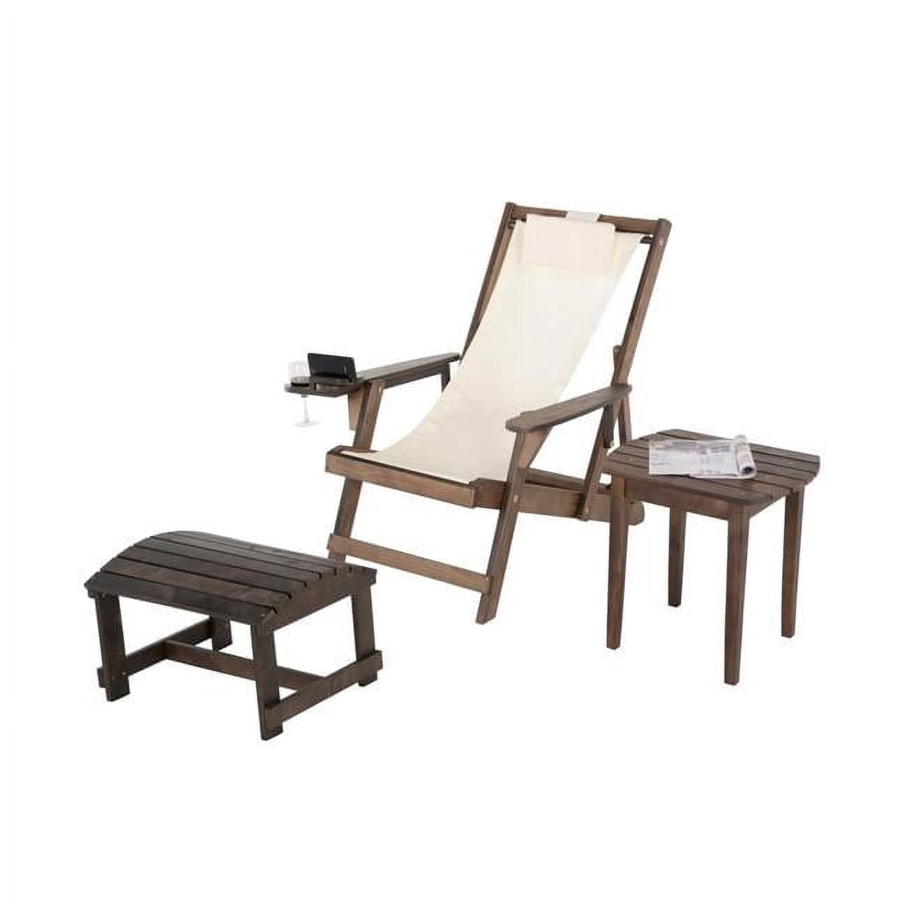 Romantic Collection Canvas Sling Chair with Cup and Wine Holder and ...
