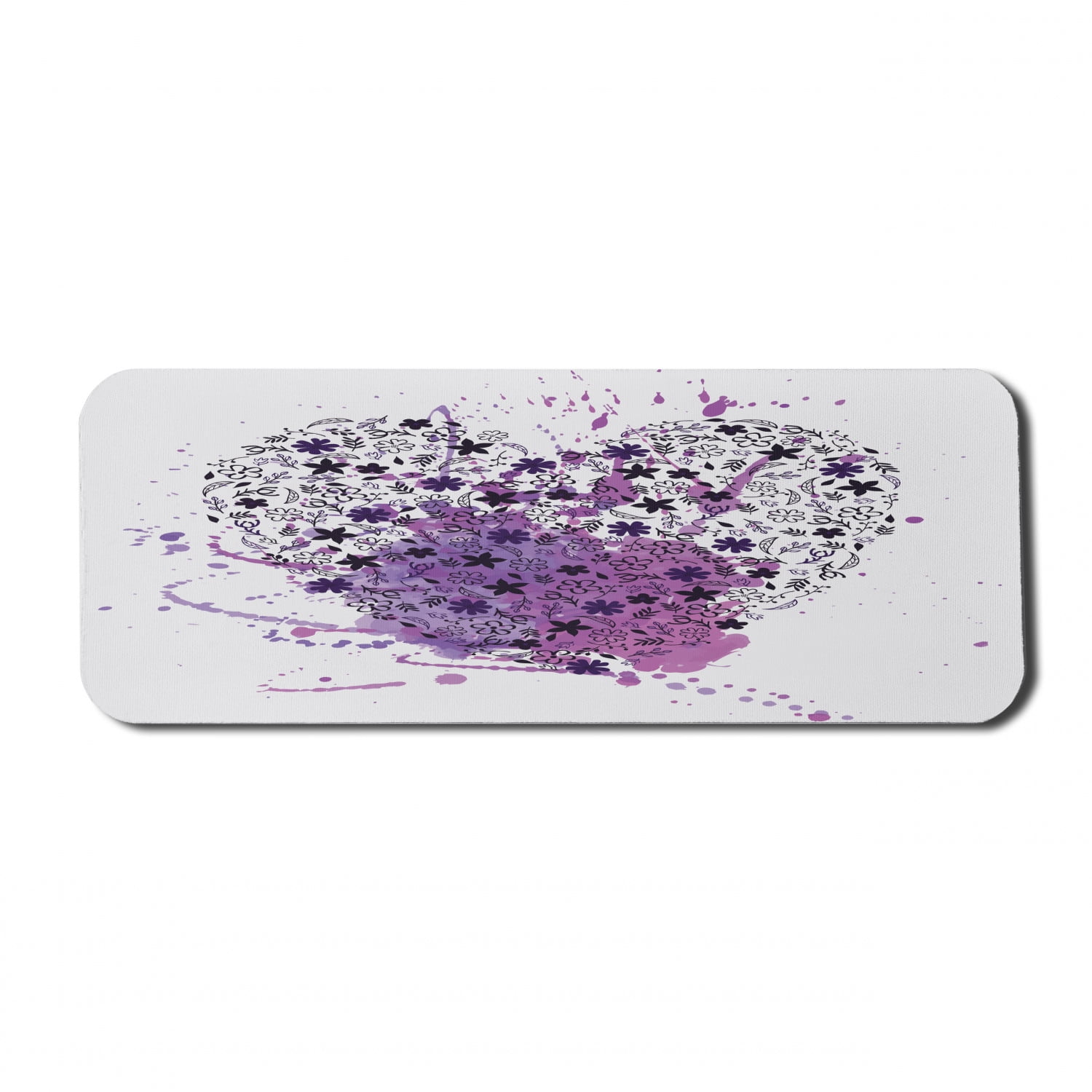 Romantic Computer Mouse Pad, Watercolor Splashes Heart Sketch Valentine ...