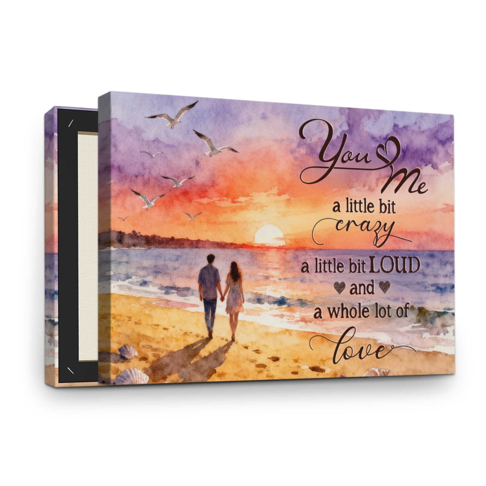 Romantic Couple Canvas Wall Art - You Me a Little Bit Crazy Loud Whole ...