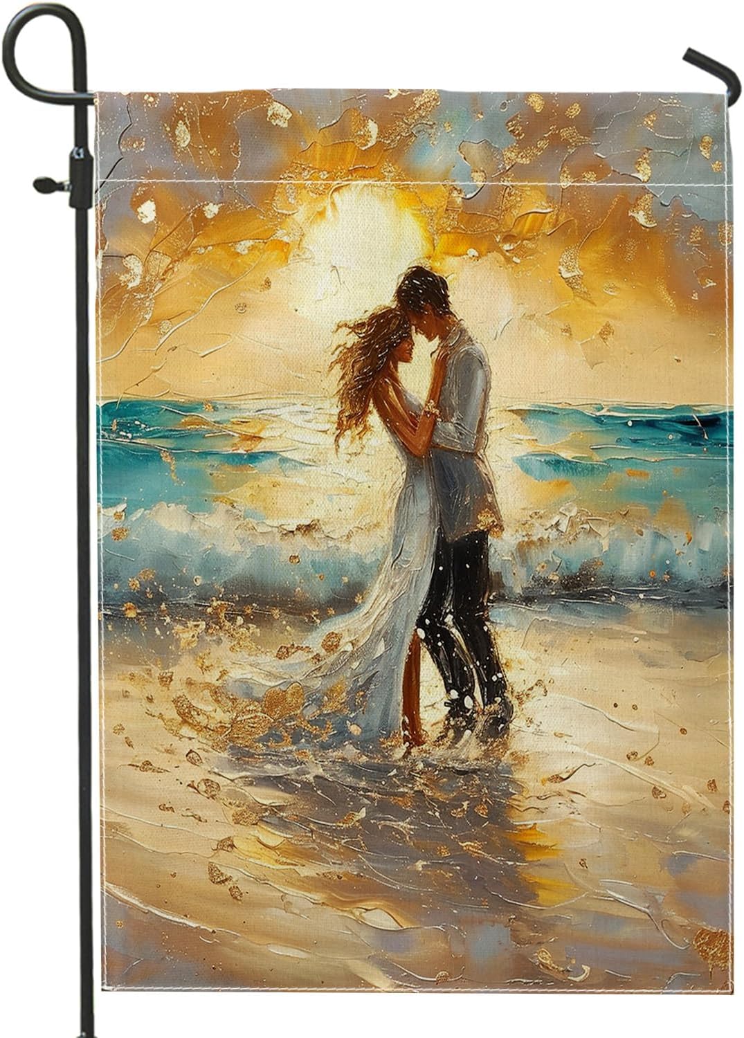 Romantic Couple Garden Flag Sunset Coastal Beach Summer Ocean Modern ...