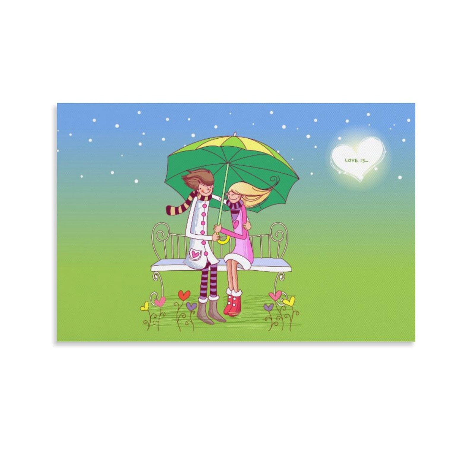 Romantic Couple Poster Decorative Painting Canvas Wall Art Living Room ...