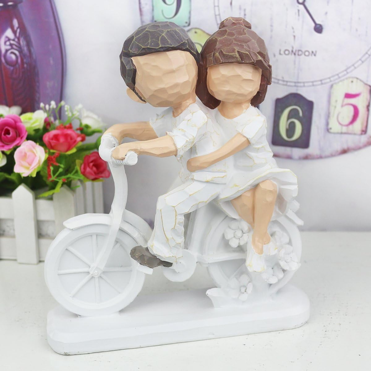 Romantic Couple Together Figurine Sweet Loving Couple Ride a Bike ...