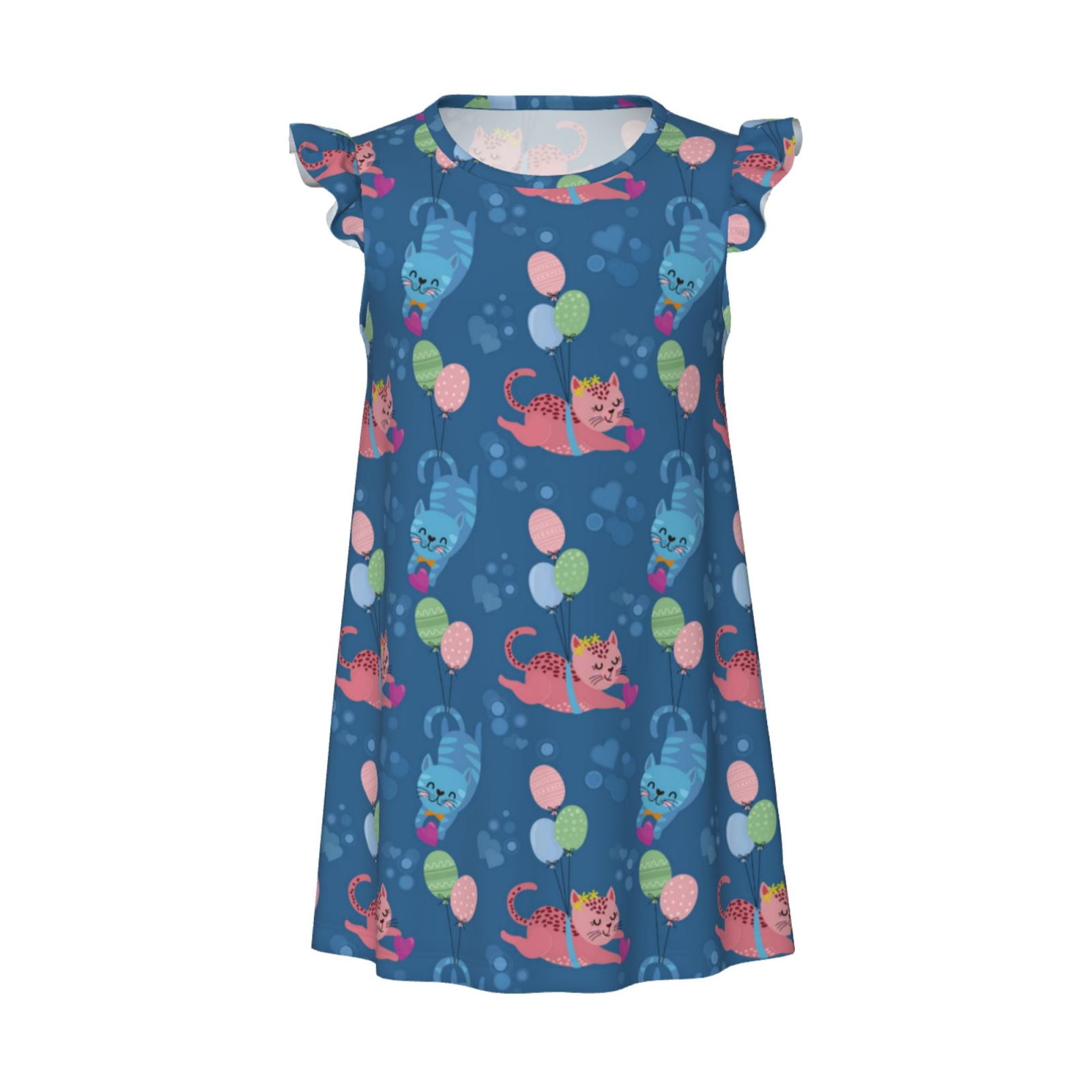Romantic Cute Cartoon Cat Balloon Girls Nightgowns, Pajamas for Girls ...