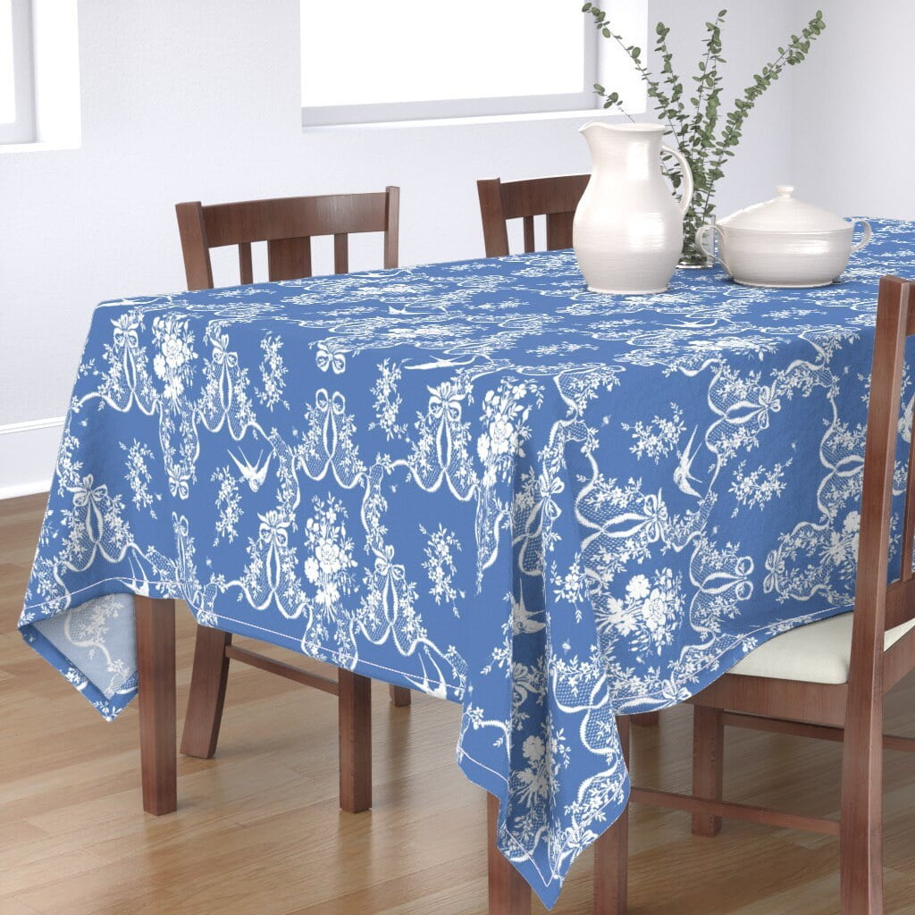 Romantic Damask Tablecloth - Toile Delft - French Blue Rococo Toile ...